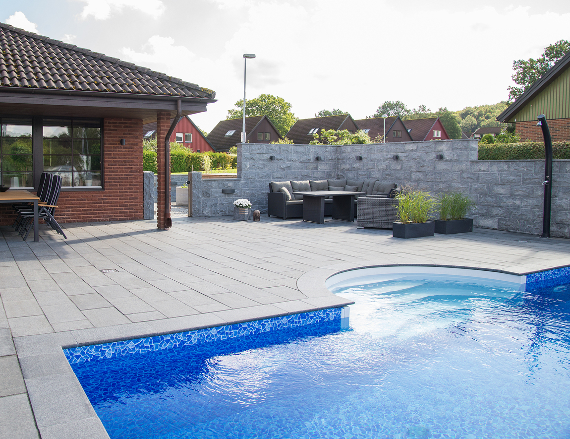 Granit grafit poolkant rak | Flisby